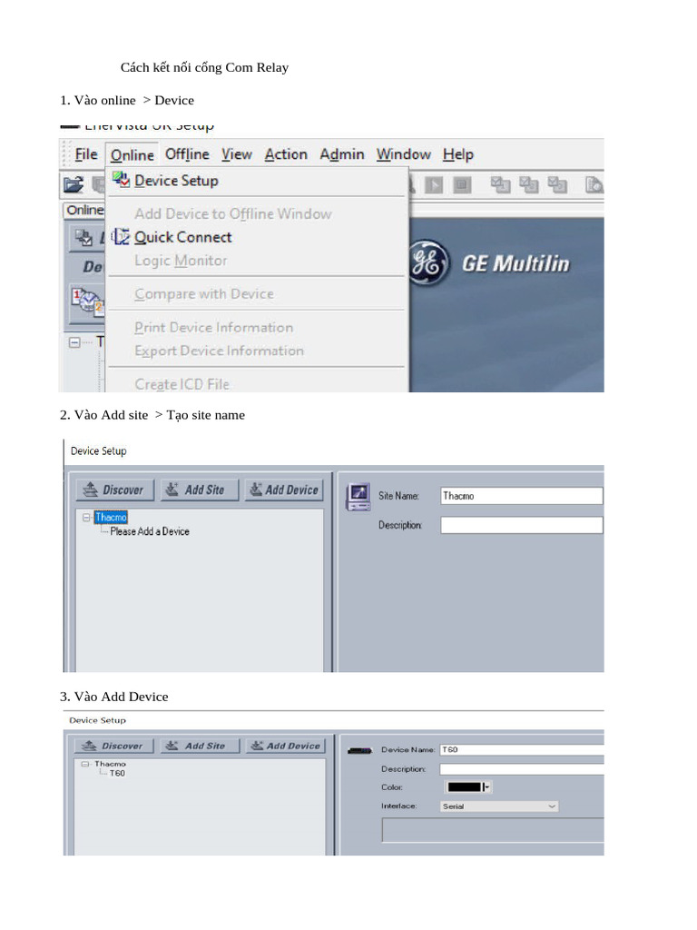 Huong Dan Ket Noi Cong Com Relay T60 | PDF
