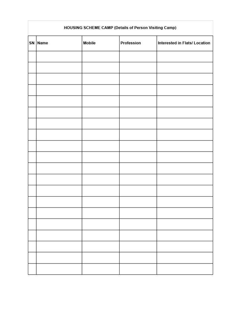 Format For Camp | PDF