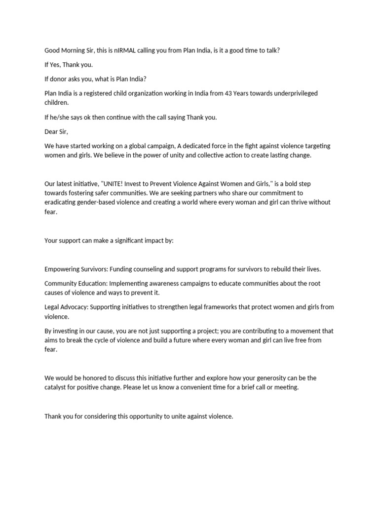 16 Days Campaign Script | PDF