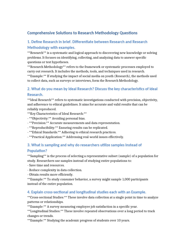 Comprehensive Solutions | PDF | Methodology | Sampling (Statistics)