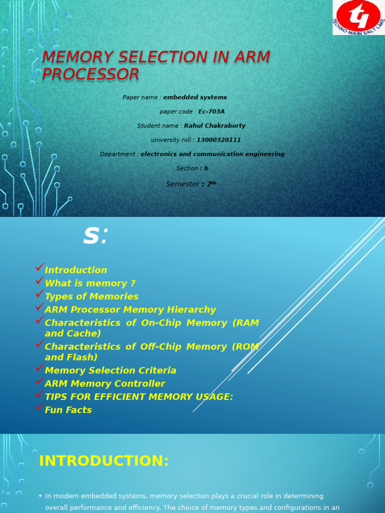 Rahul - Chakraborty - Memory Selection in ARM Processor | PDF | Computer Data Storage | Computer ...