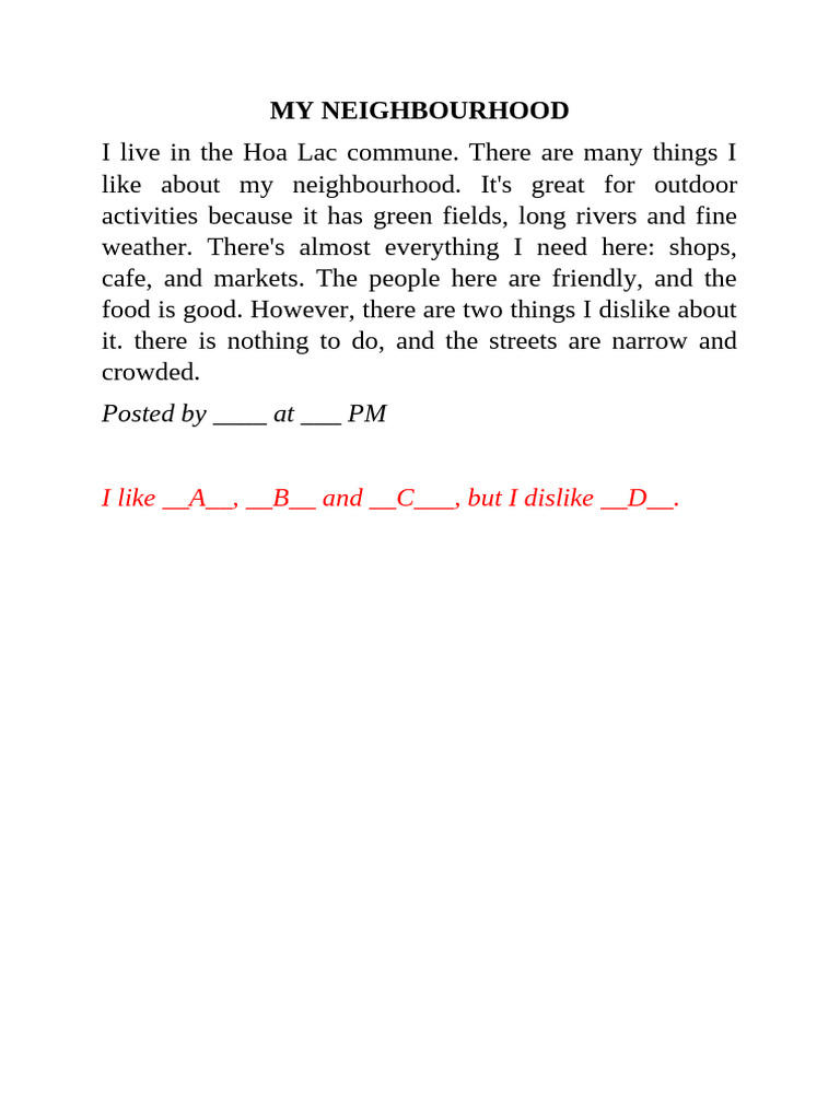 My Neighbourhood | PDF