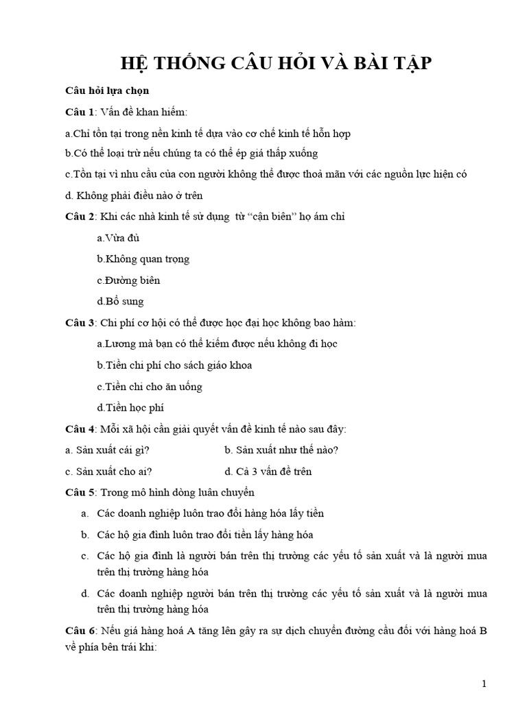 he thong bai tap | PDF