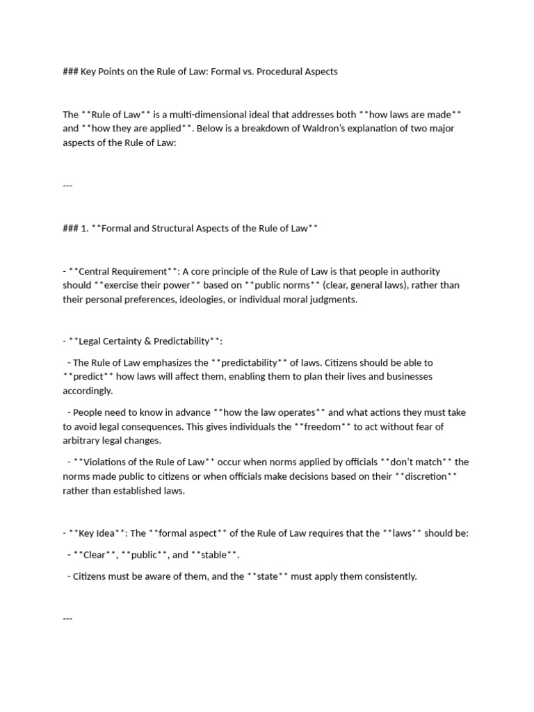 Key Points On The Rule of Law | PDF | Rule Of Law | Jurisprudence