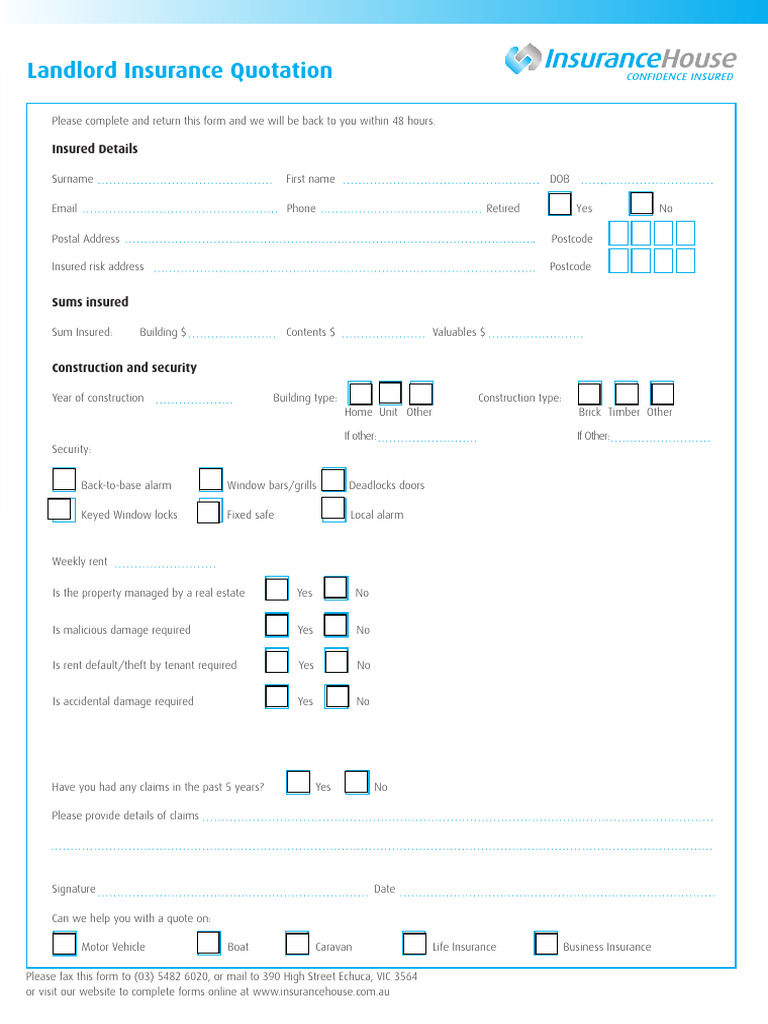 Landlord Insurance Quote Form-Edit | PDF