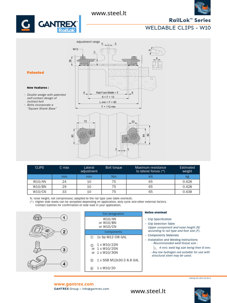 Gantrex Raillok w10 Steel.lt | PDF | Welding | Construction