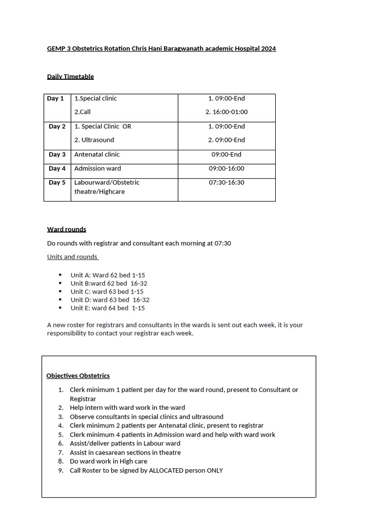 GEMP 3 Chris Hani Baragwanath Additional Information-1 | PDF ...