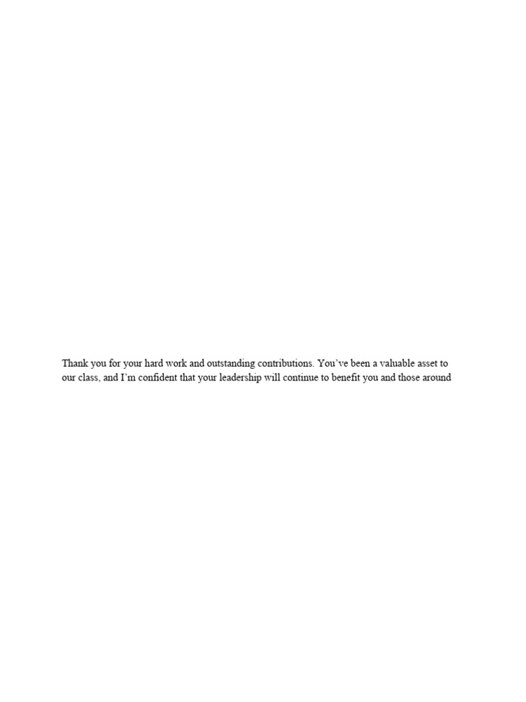 Appreciation Letter to Class President | PDF