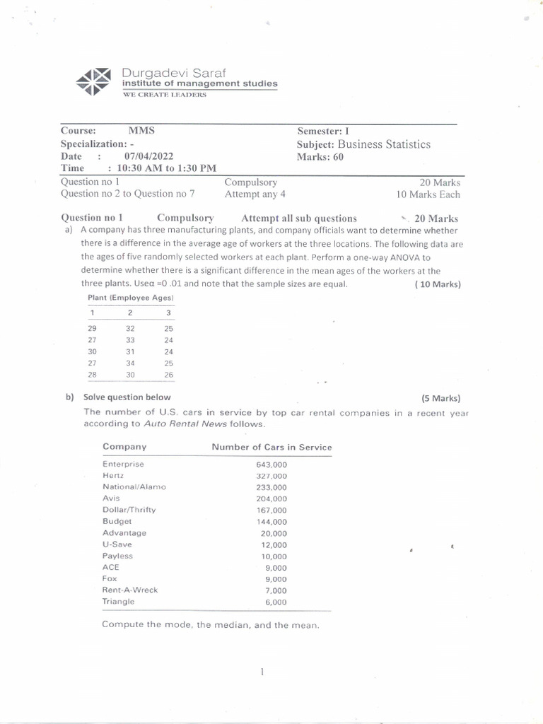 Business Statistics 2022 | PDF