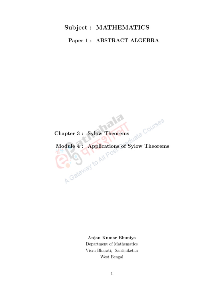 Applications of Sylow Theorems | PDF | Group (Mathematics) | Index Of A Subgroup