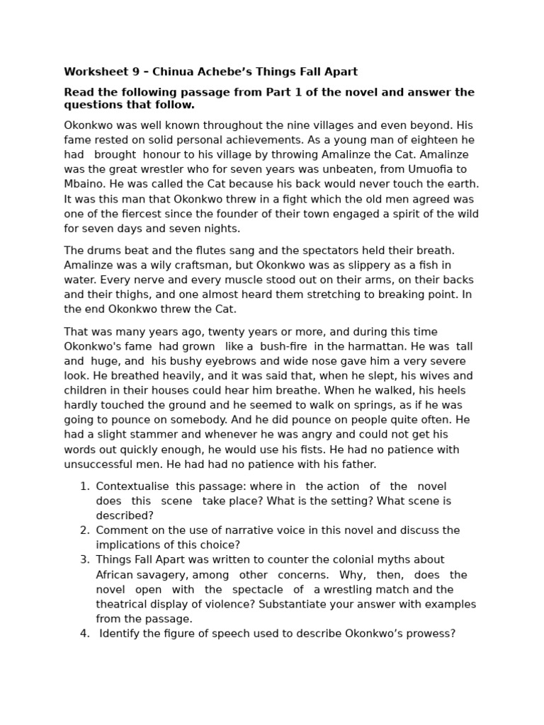 Liiterature Worksheet Year 9 | PDF