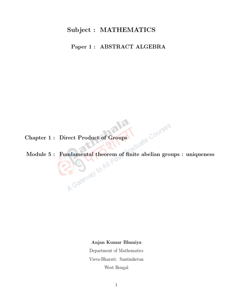 Uniqueness in Finite Abelian Groups | PDF | Group (Mathematics) | Abstract Algebra