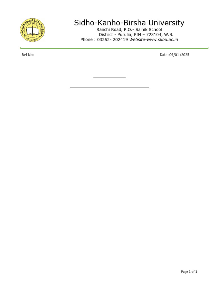 Sidho-Kanho-Birsha University | PDF