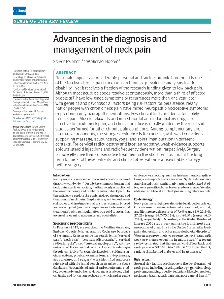 Advances in Neck Pain Management | PDF | Pain | Peripheral Neuropathy