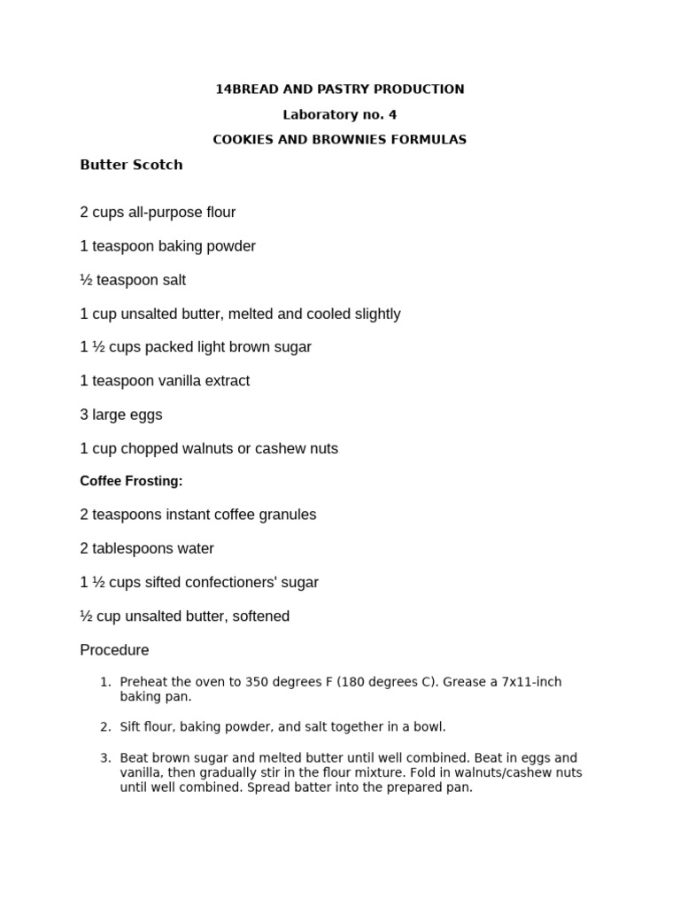 Cookies and Brownies Formulas | PDF | Baking | Chocolate