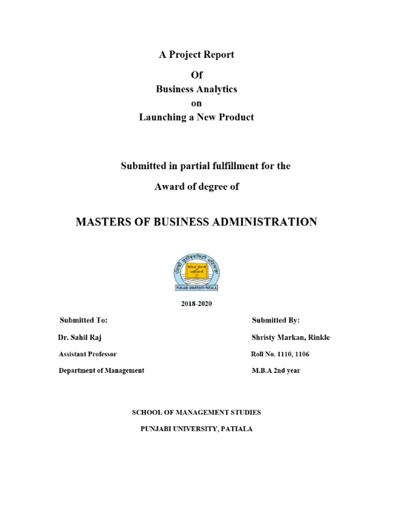 Masters of Business Administration - A Project Report of Business ...