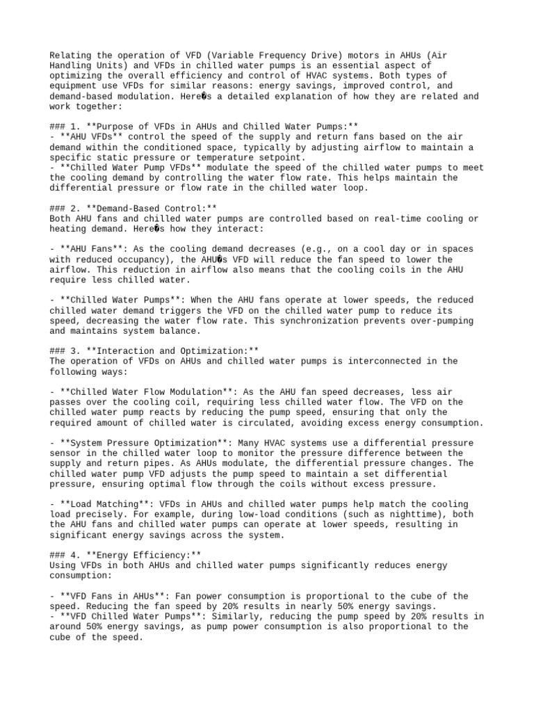 RELATION AHU VFD AND CHW VFD | PDF | Pump | Chemical Engineering