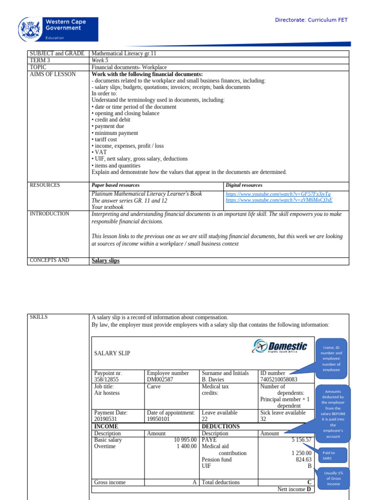 Term-1-Week-5 | PDF | Expense | Salary