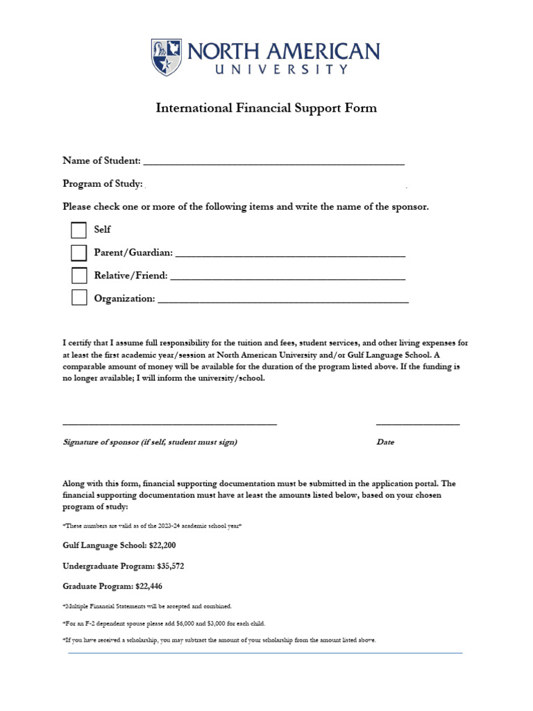 Financial Support Form | PDF