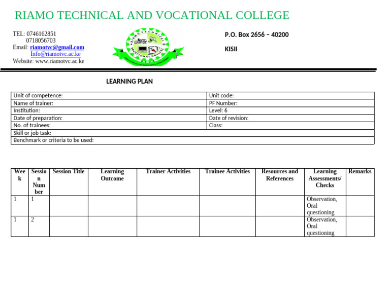 Learning Plan | PDF