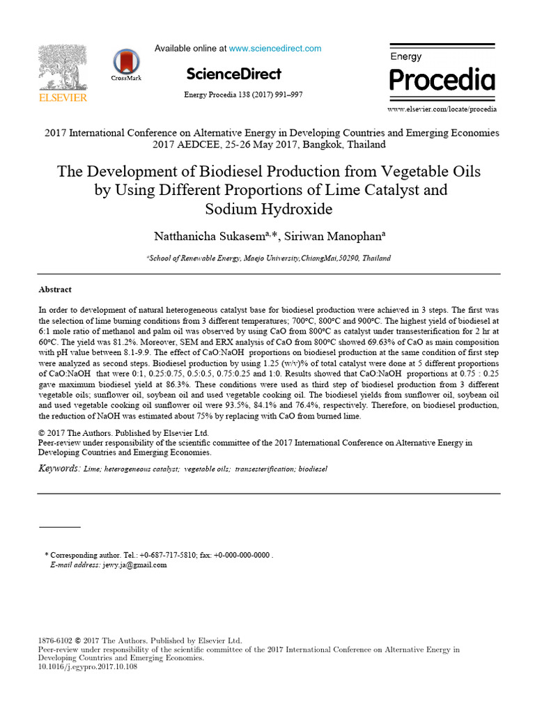 Yields Ed Oils Biodiesel | PDF | Biodiesel | Sodium Hydroxide