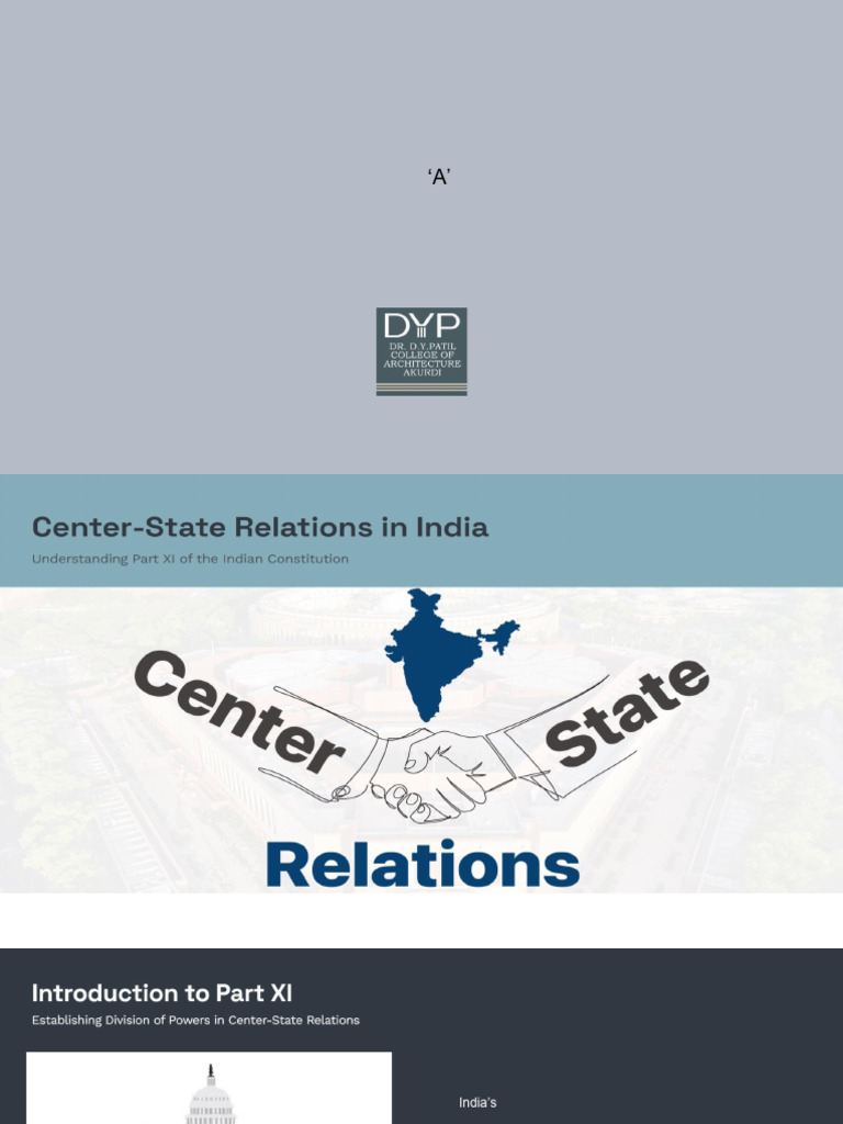 Center-State Relations Presentation | PDF