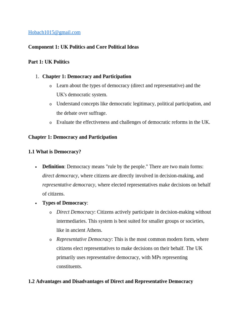 Politics Summary | PDF | Political Parties | Conservative Party (Uk)