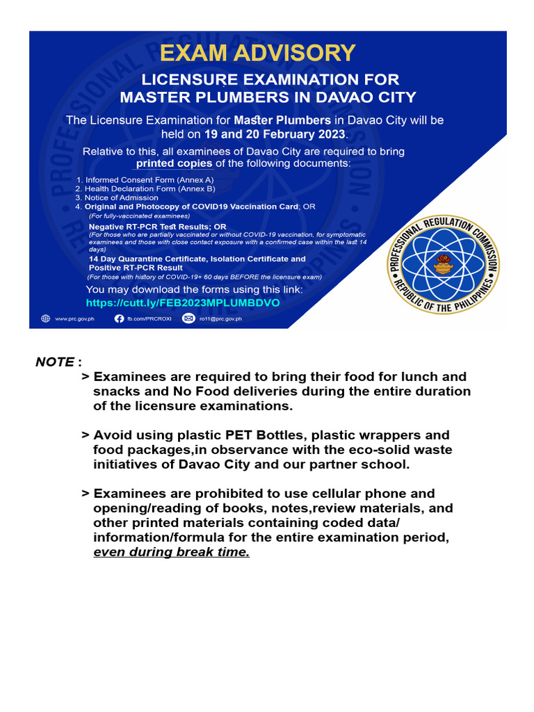 RA-022156_MASTER PLUMBER_Davao_2-2023 with front page | PDF | Philippines