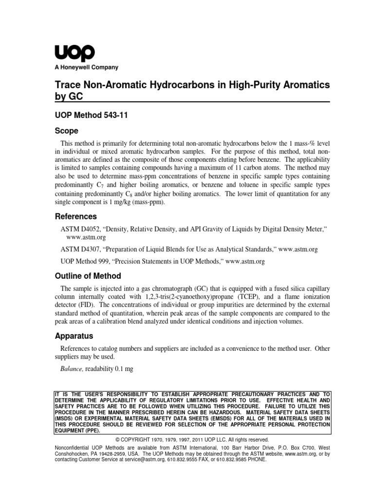 Uop 543-11 | PDF | Gas Chromatography | Chromatography