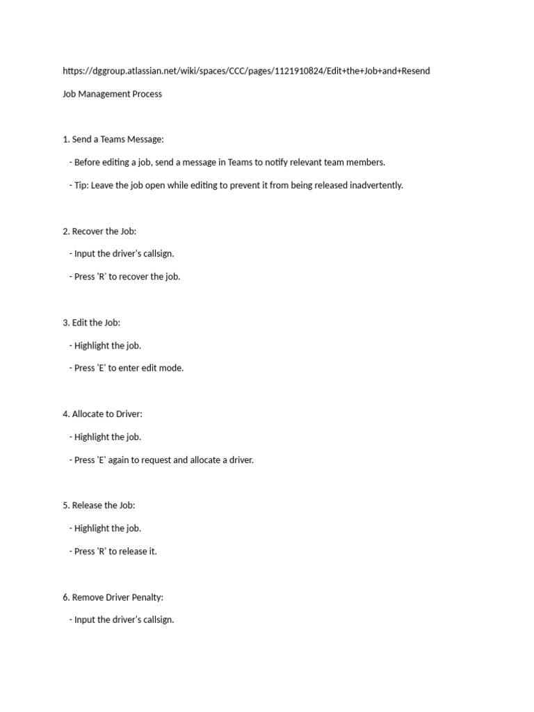 Edit The Job and Resend | PDF