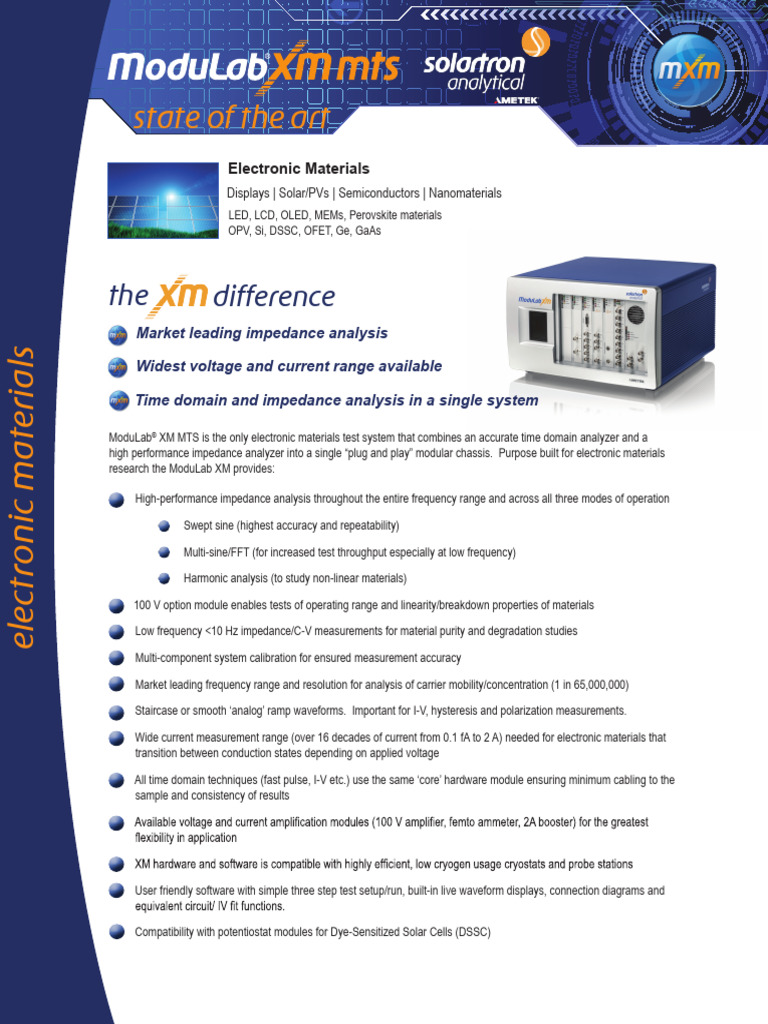modulab_xm_electronic_materials_flyer | PDF | Electrical Impedance | Electrical Engineering