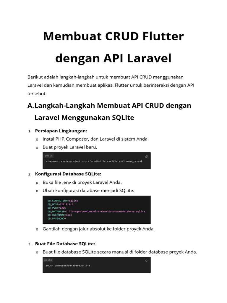 MODUL9 - CRUD Flutter Dengan API Laravel | PDF