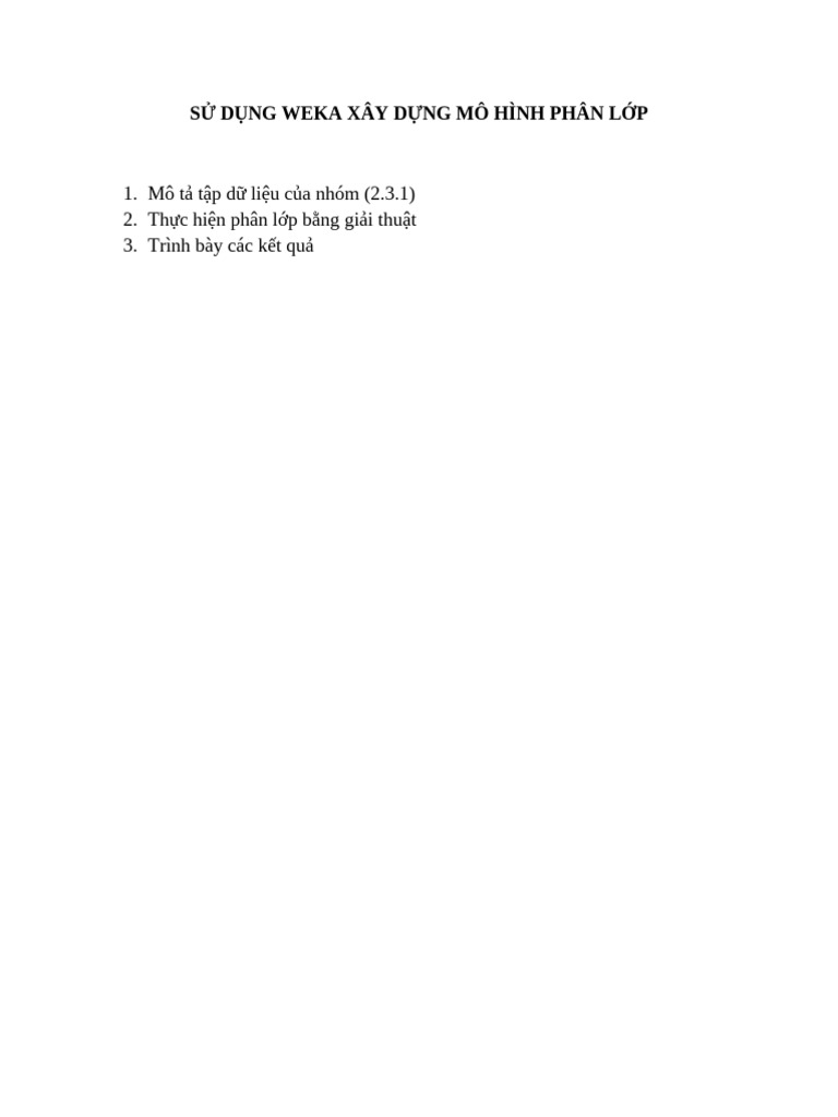 S D NG Weka Xây D NG Mô Hình Phân L P | PDF