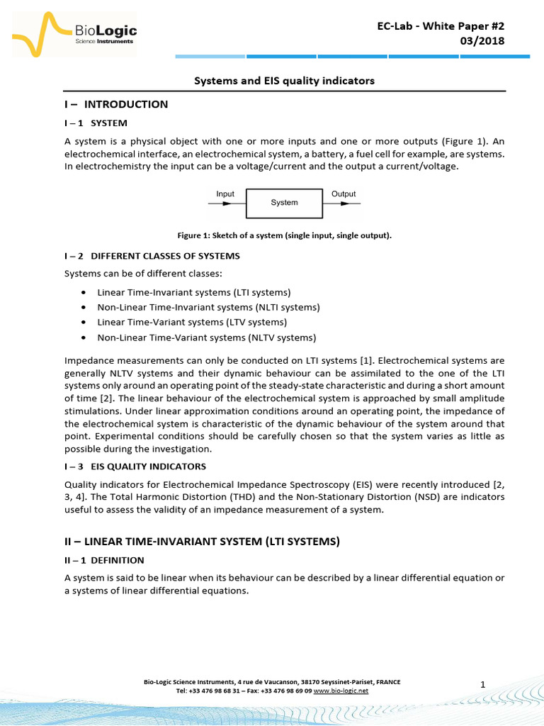 Systems and EIS quality indicators | PDF | Electrical Impedance ...