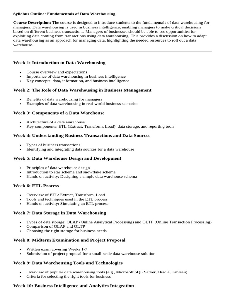 Fundamentals of Data Warehousing | PDF | Data Warehouse | Computing