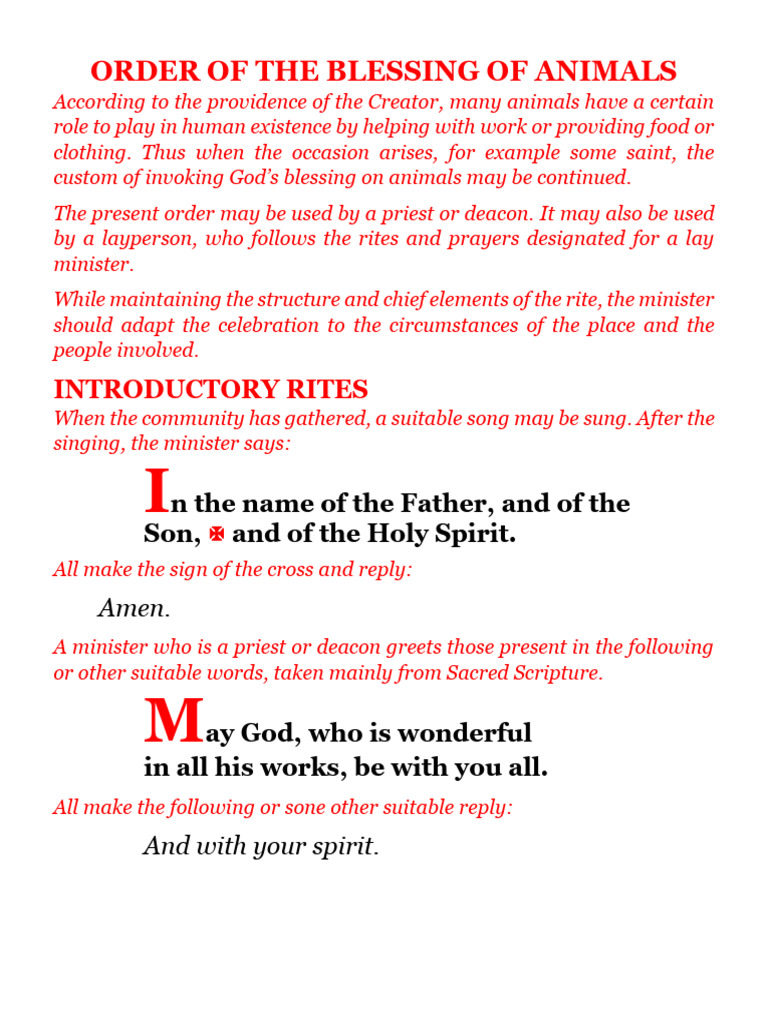 Blessing of Animals Ceremony 2025 | PDF | Prayer | Blessing