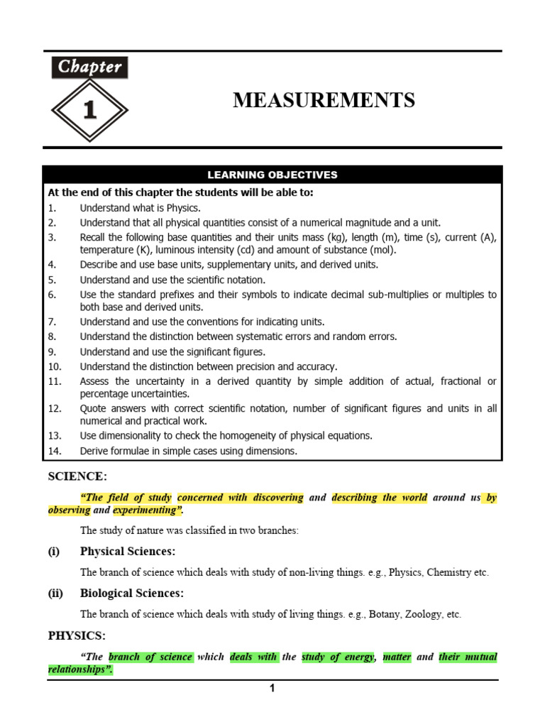 chapter 1 | PDF | Physics | Significant Figures