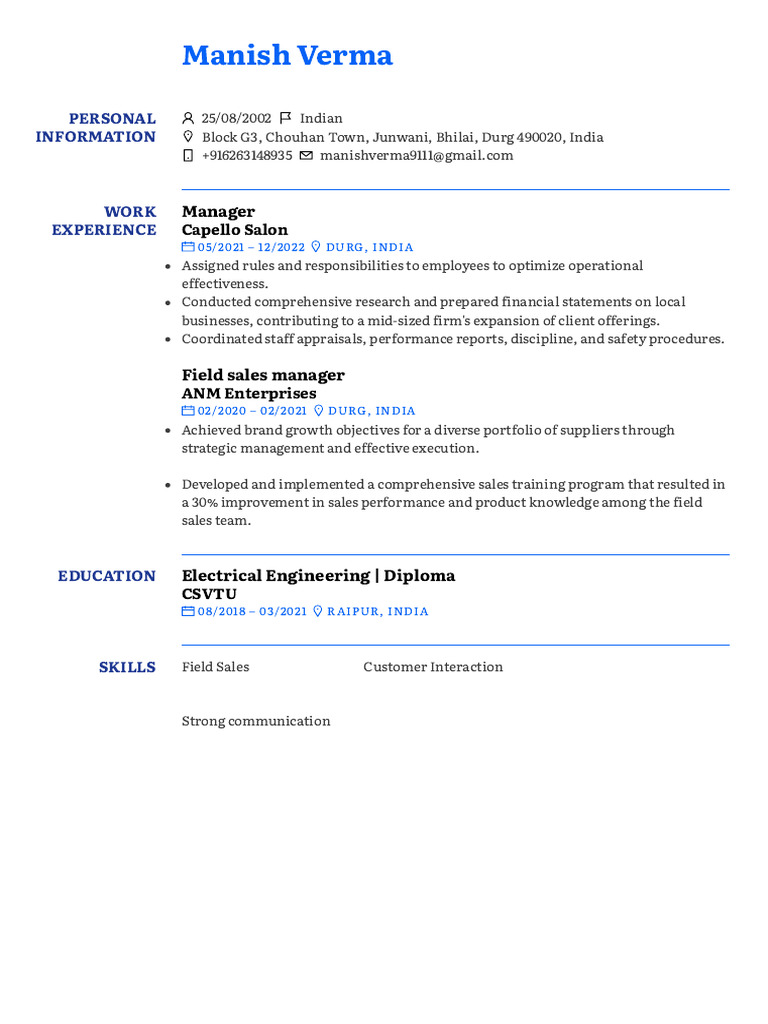 Manish Verma Resume | PDF