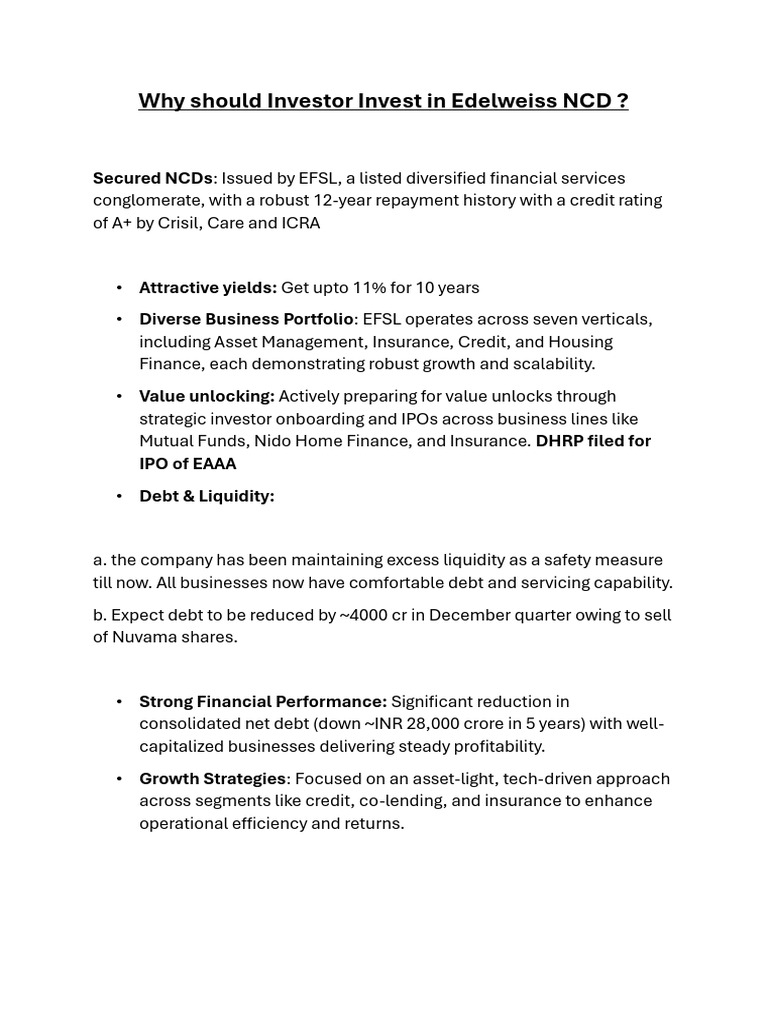 Edelweiss NCD. | PDF