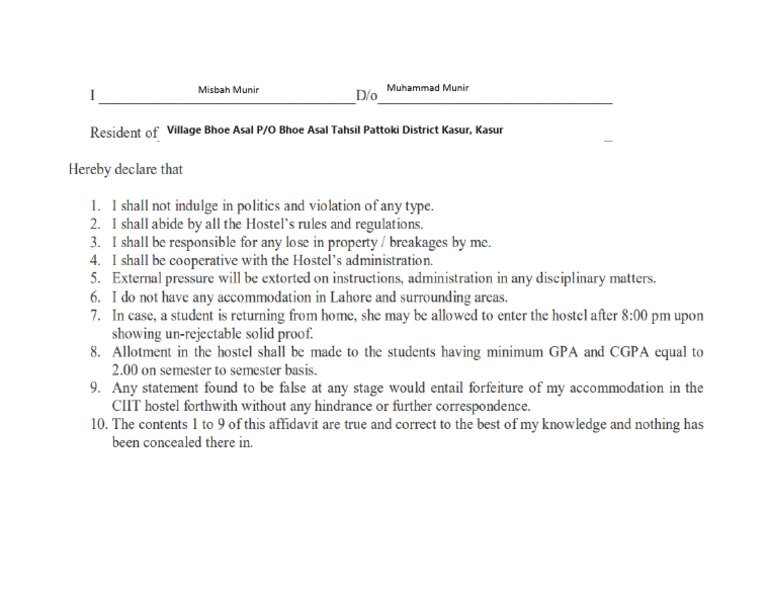 Misbah Munir Muhammad Munir: Village Bhoe Asal P/O Bhoe Asal Tahsil ...