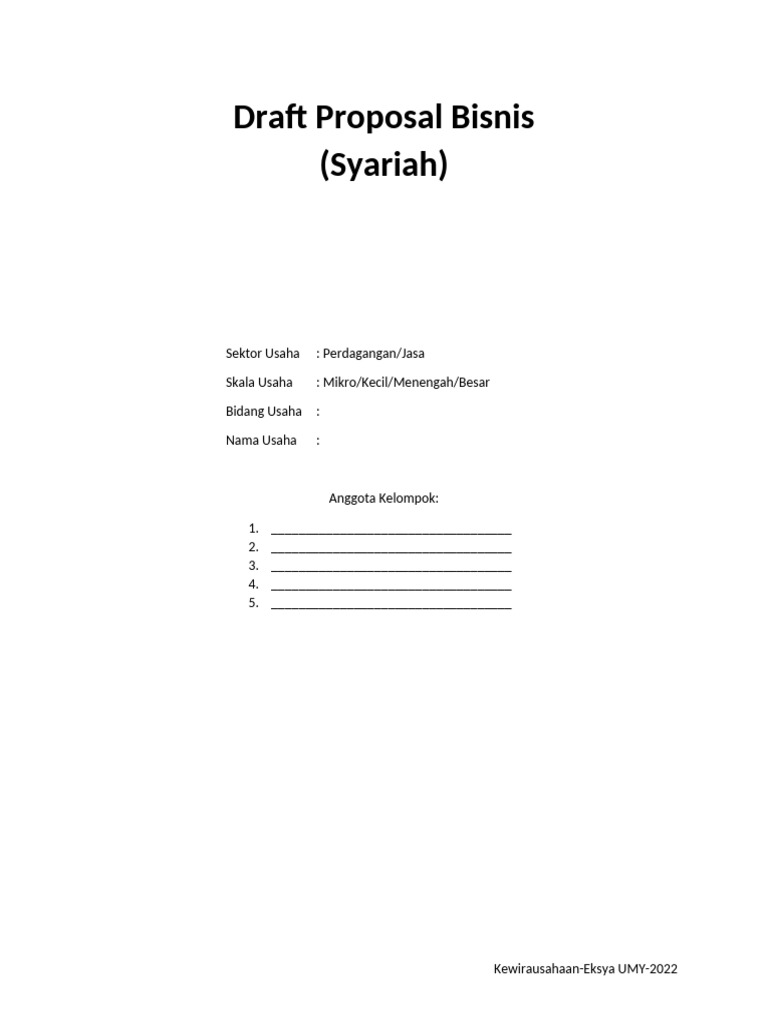 Draft Proposal Bisnis | PDF