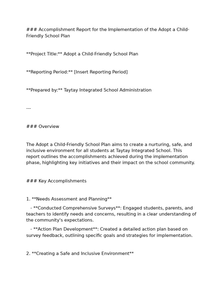 Adopt A School Accomplishment Report | PDF | Social Psychology
