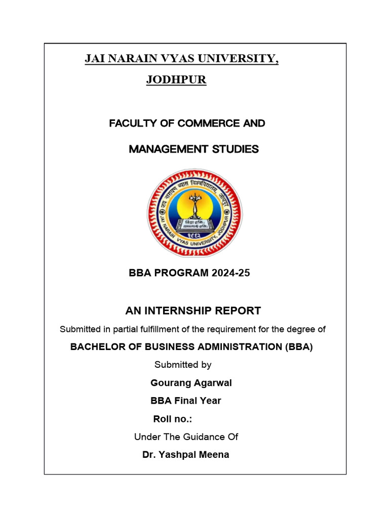 BBA Internship Report 2024-25 | PDF