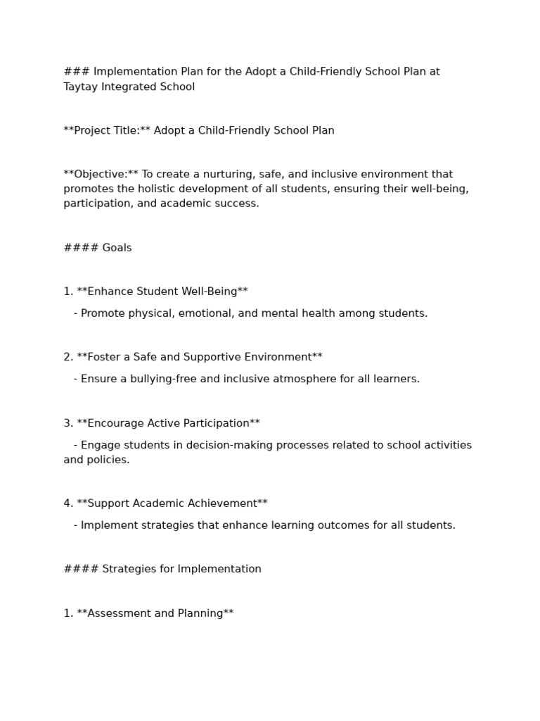 Child-Friendly School Plan at Taytay | PDF | Bullying | Teachers