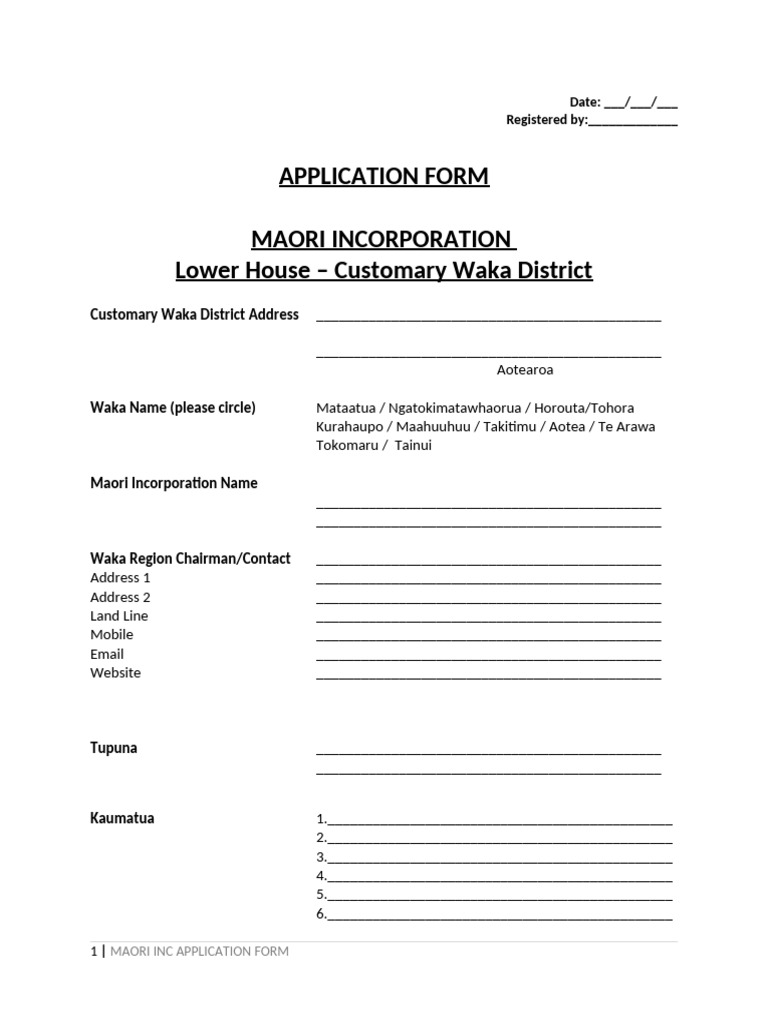 Maori Incorporation Application Form Master 2018 | PDF | United States ...