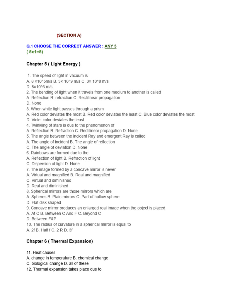 Physics RT-2 | PDF | Thermal Expansion | Mirror