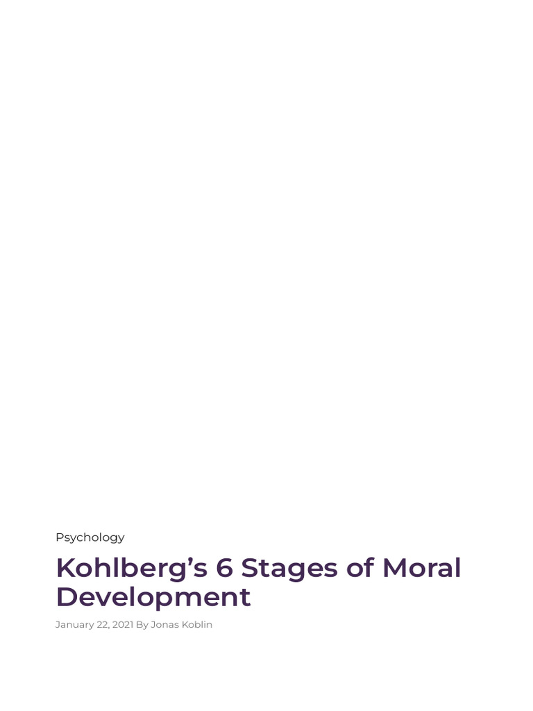 Kohlberg's 6 Stages of Moral Development | PDF | Psychology | Social ...