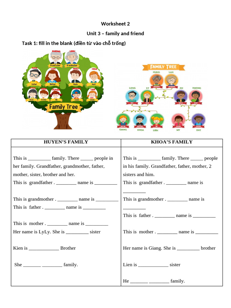 Family and Friends Worksheet Activities | PDF