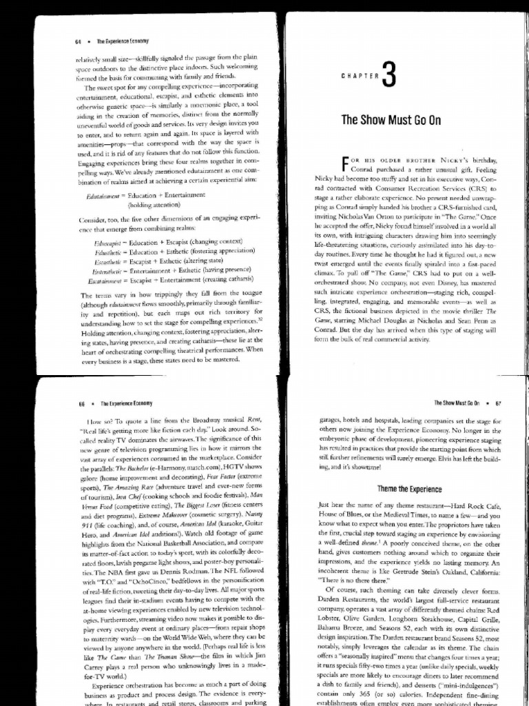 The experience economy- ch3 | PDF