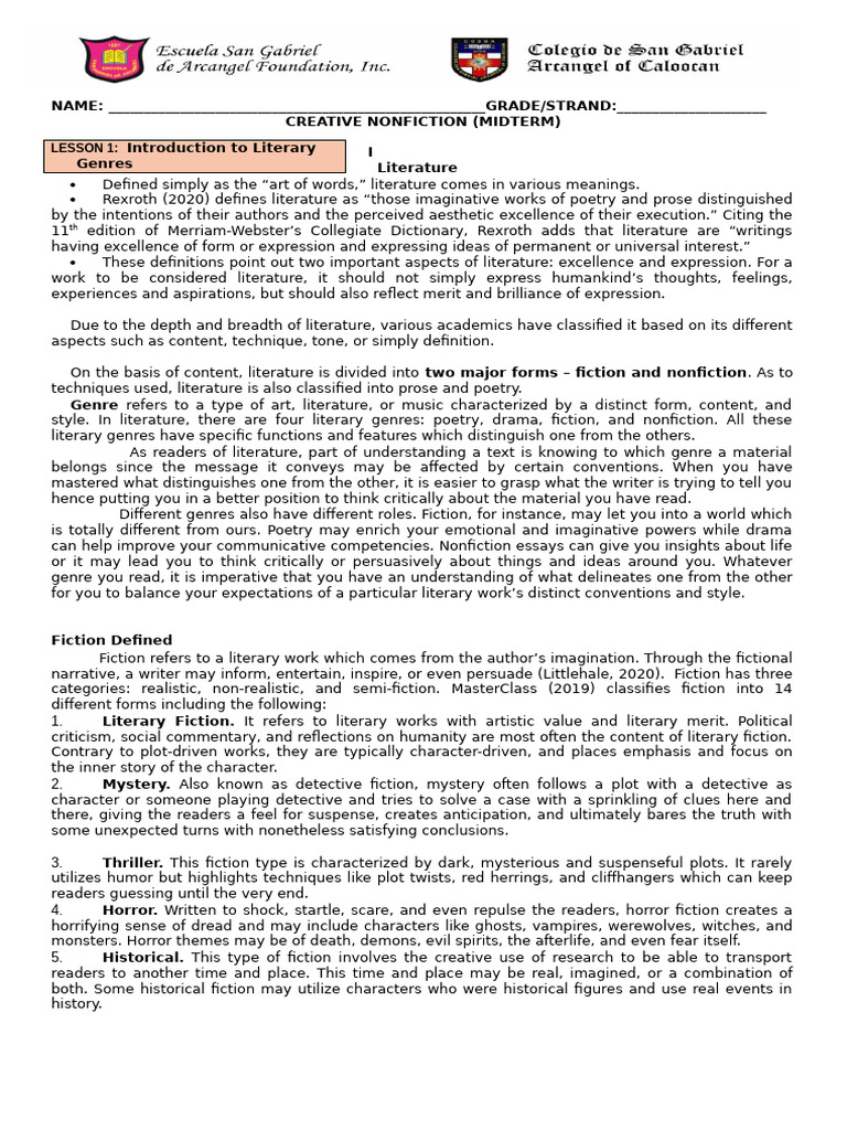 Creative Nonfiction Module Prelim Finals | PDF | Poetry | Narration